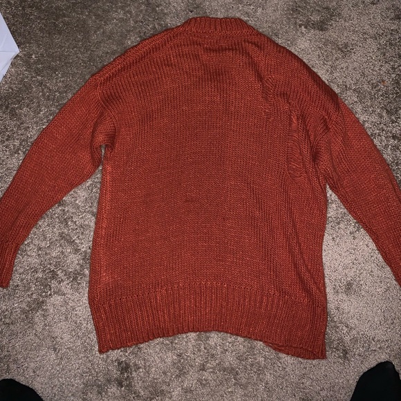 Sweaters | Distressed Sweater In Rust Color | Poshmark